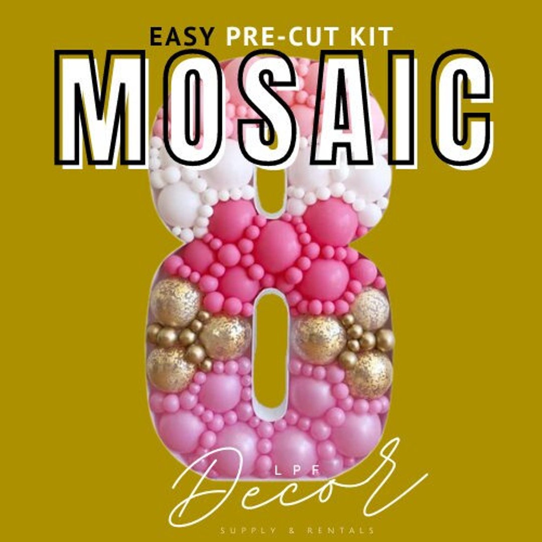 PRE-CUT 0-9 Balloon Mosaic Kits (number 8) 3.5ft Tall Foam Board Cut ...