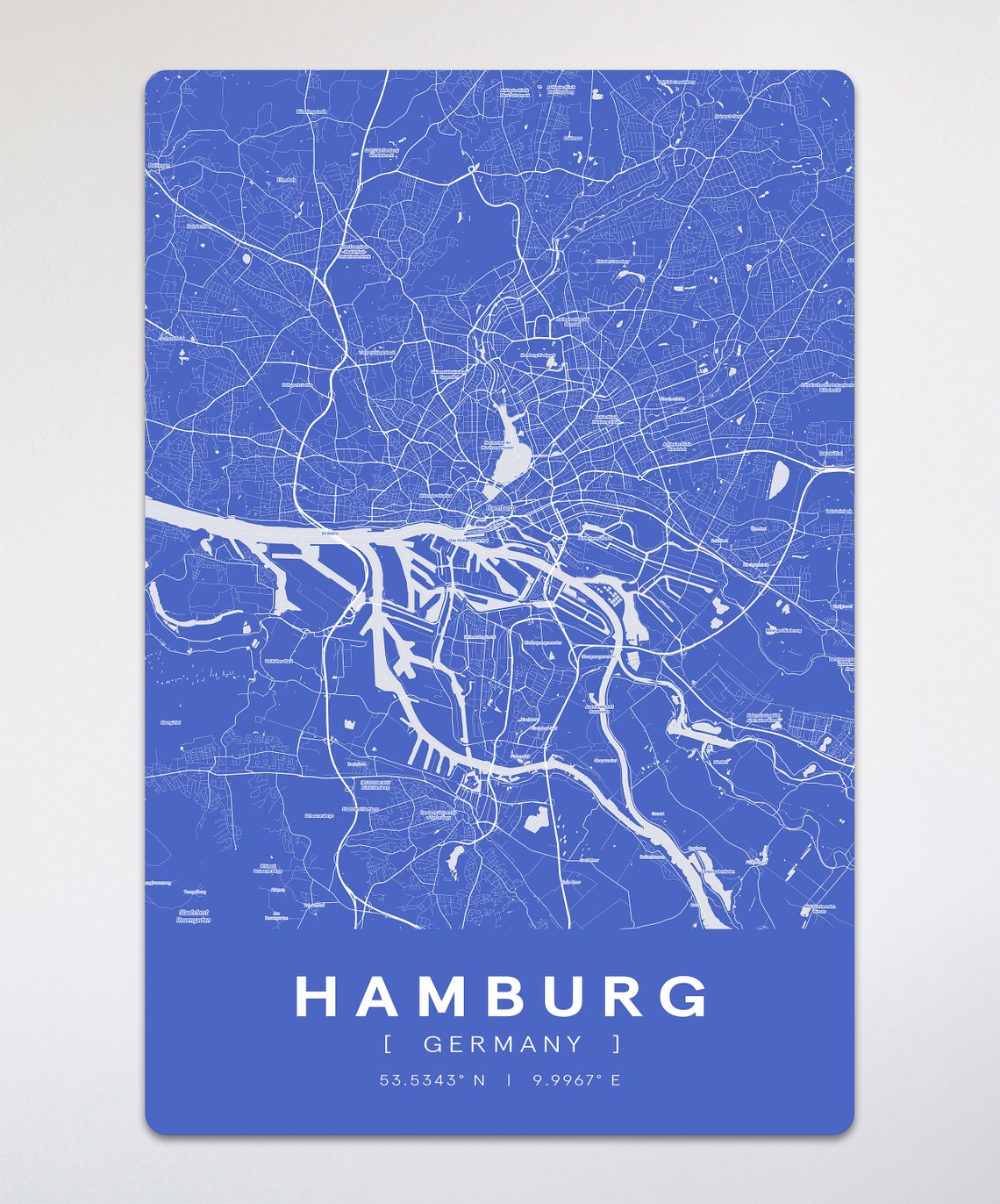 A3 HAMBURG Map Print Hamburg Germany Map of Hamburg | Etsy