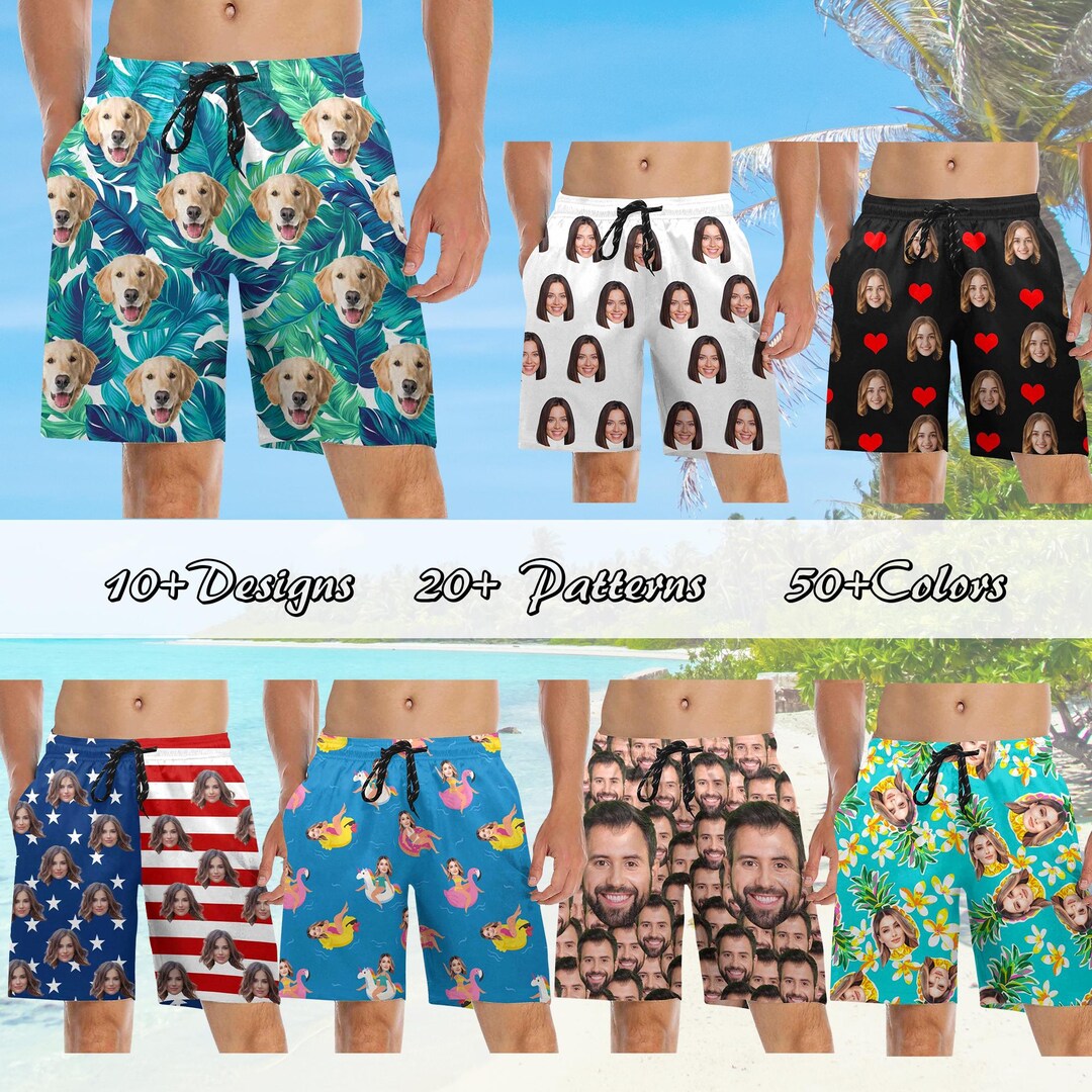 Custom Swim Trunks Face, Personalized Photo Men's Beach Swim Shorts ...