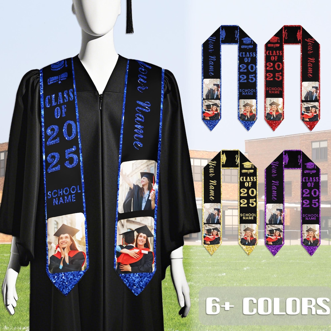 Custom Graduation Stoles With Pictures, Personalized Text Grad Stoles ...