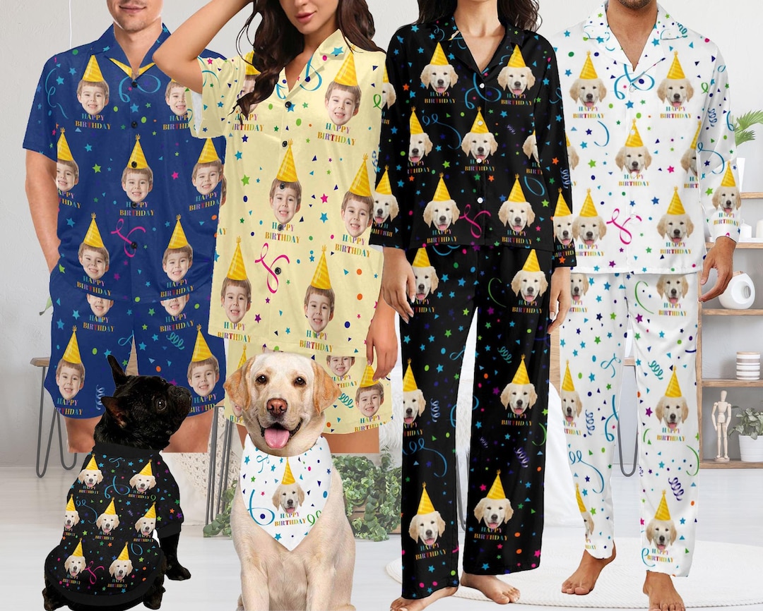 Custom Birthday Pajamas With Face, Family Pajamas Set, Funny Face ...