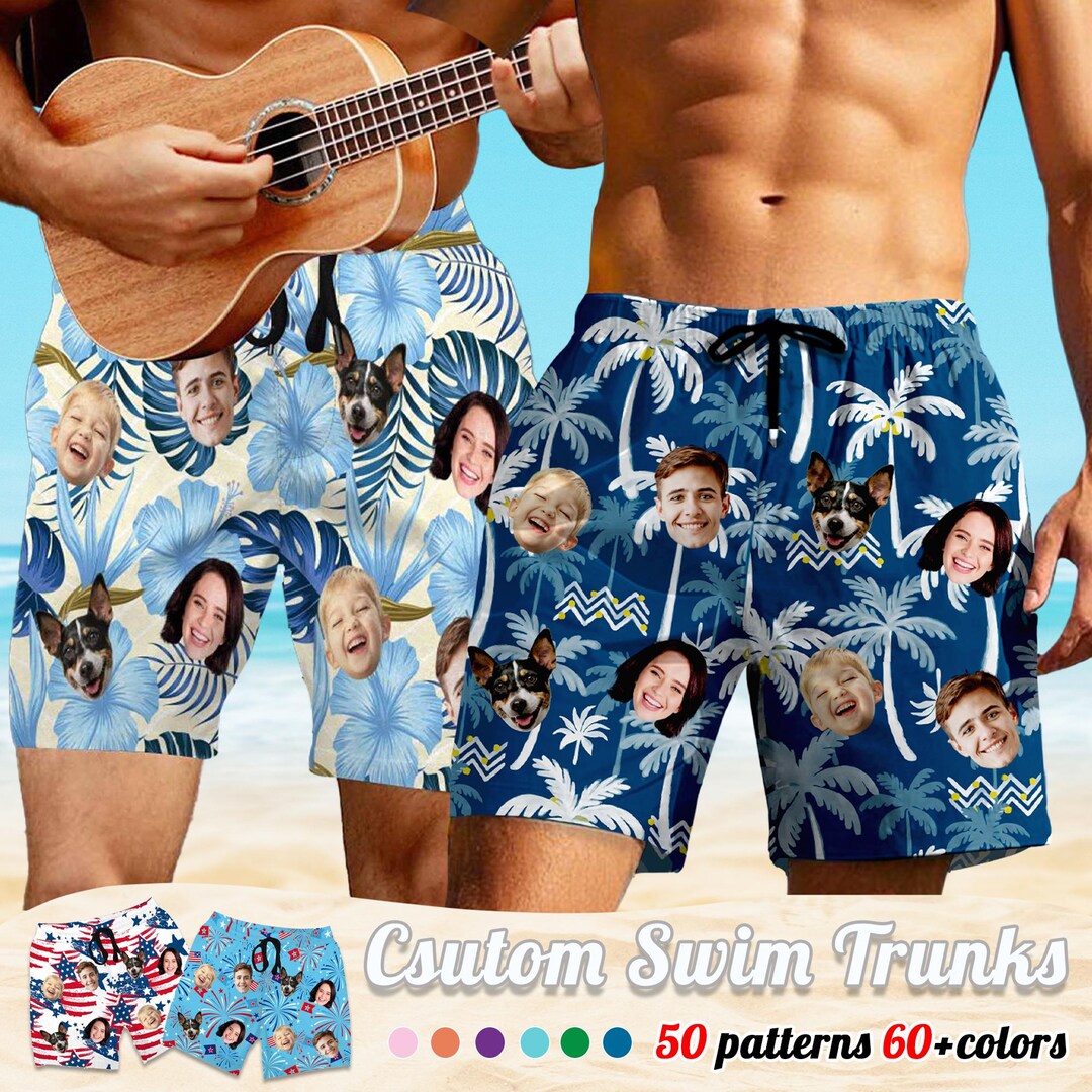 Custom Swimtrunks With Face for Men, Personalized Face Swim Shorts ...