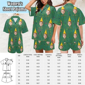 Custom Birthday Pajamas With Face, Custom Women Short Sleeve Pajama Set ...
