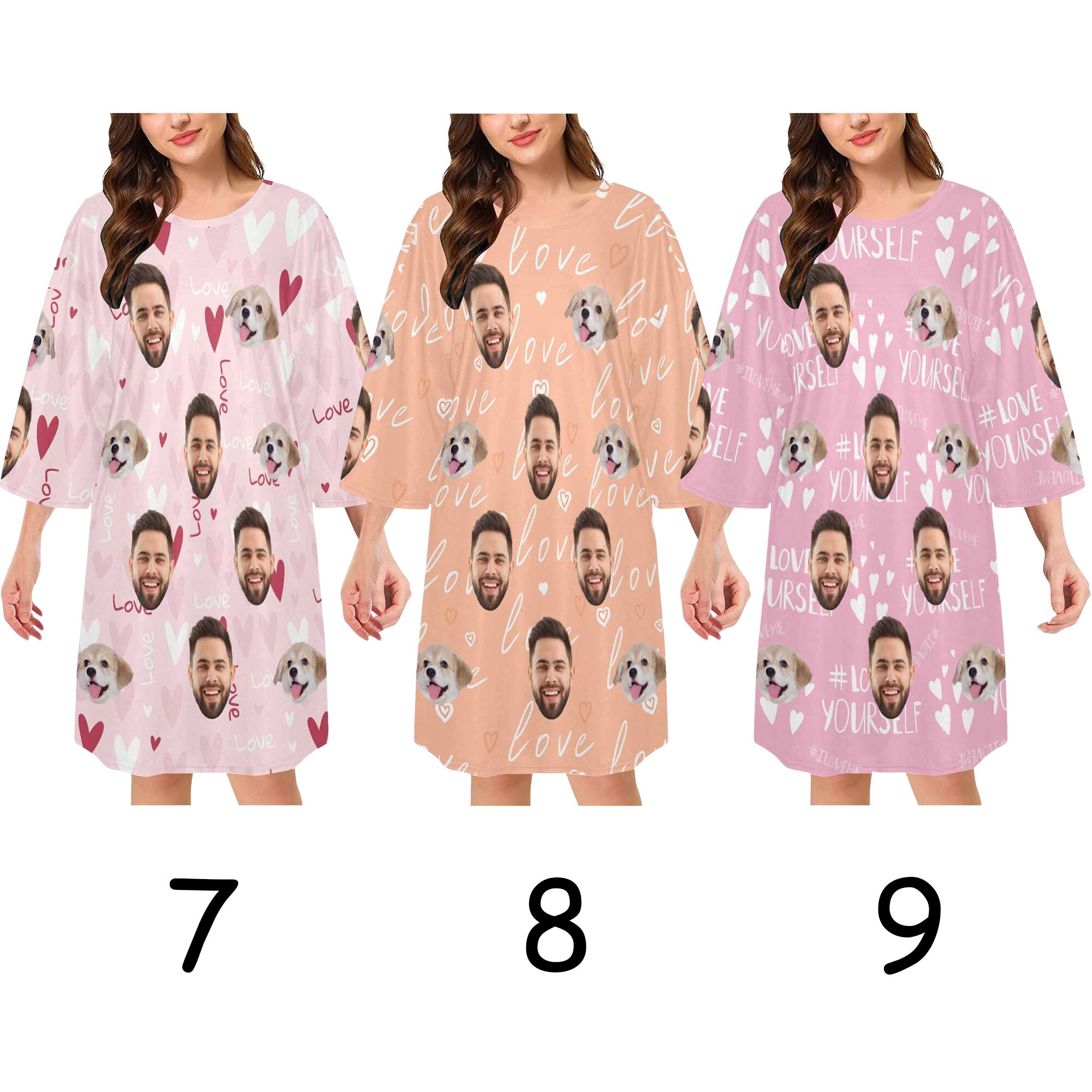 Custom Face Pajama Dress: Personalized Photo Sleep Shirt - Etsy
