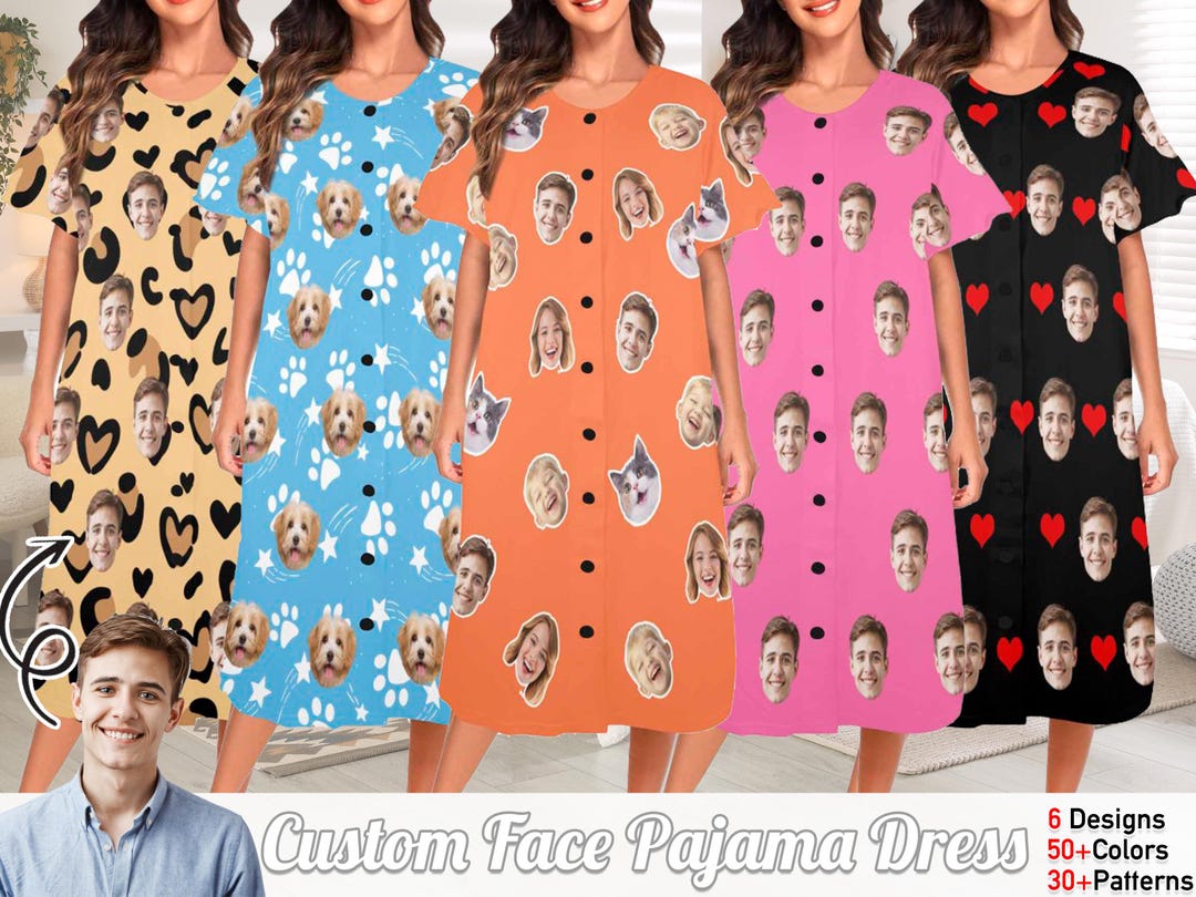 Custom Face Pajama Dress: Personalized Women's Nightgown Gift - Etsy