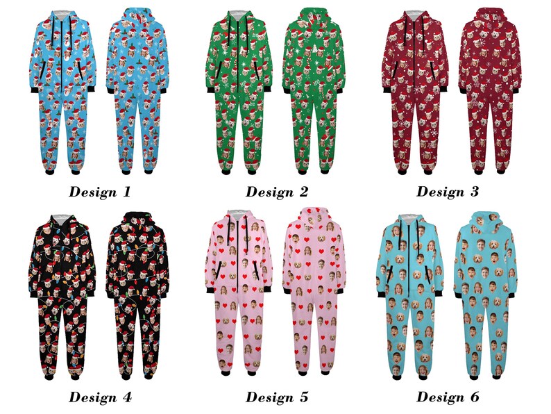 Custom Face Zipper One-piece Pajamas: Personalized Flannel Hooded ...