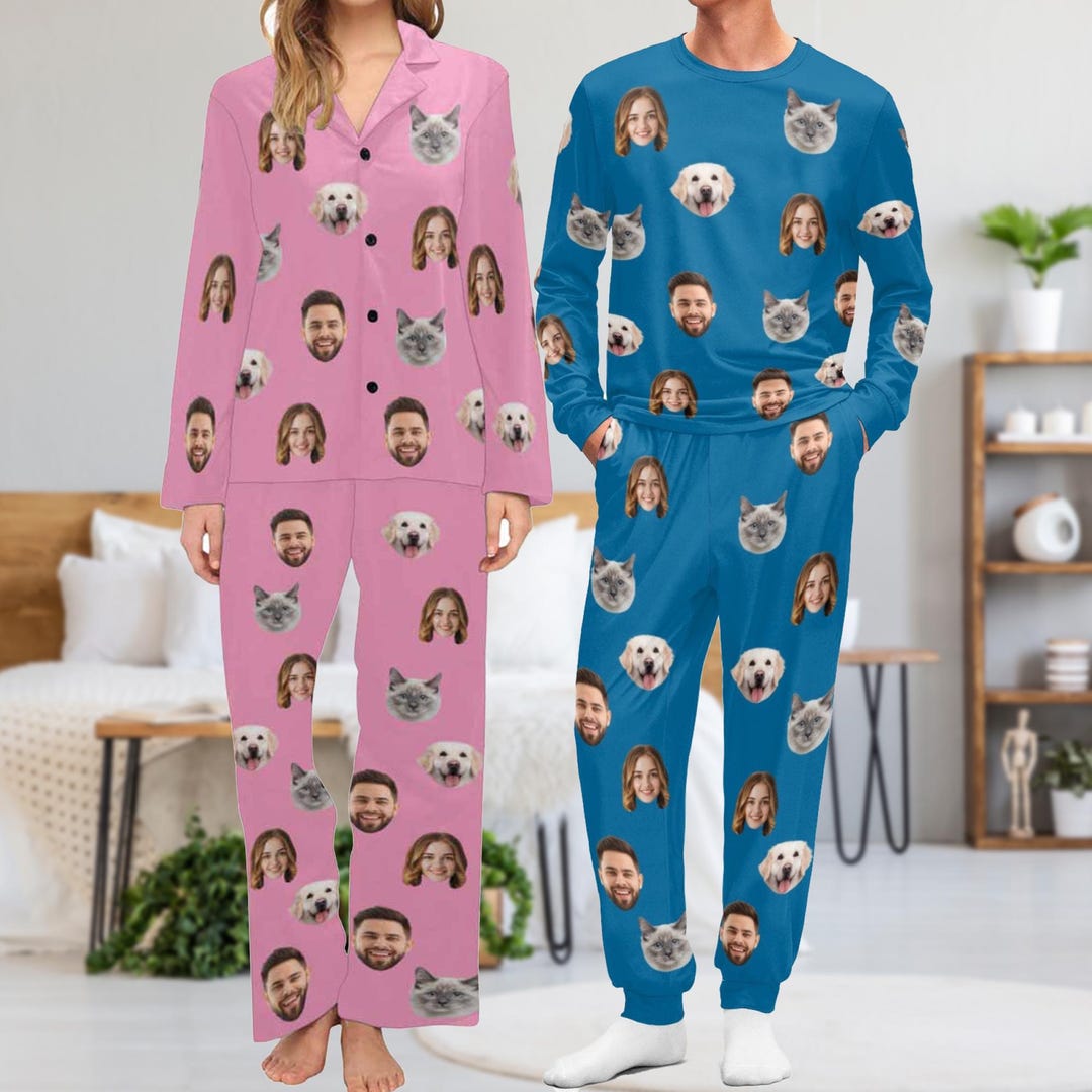 Personalized Photo Pajamas, Custom Face Pajamas Set, Custom Pajama ...