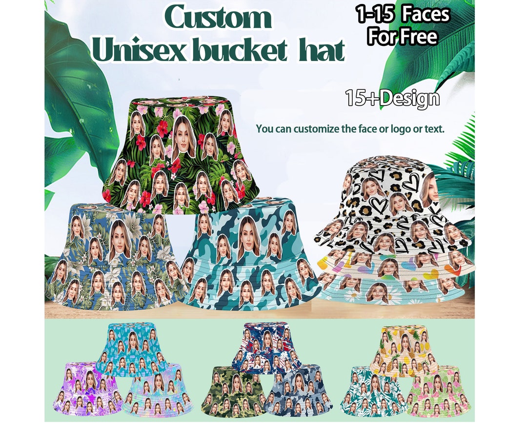 Custom Face Photo Unisex Bucket Hat, Custom Bucket Hats With Logo ...