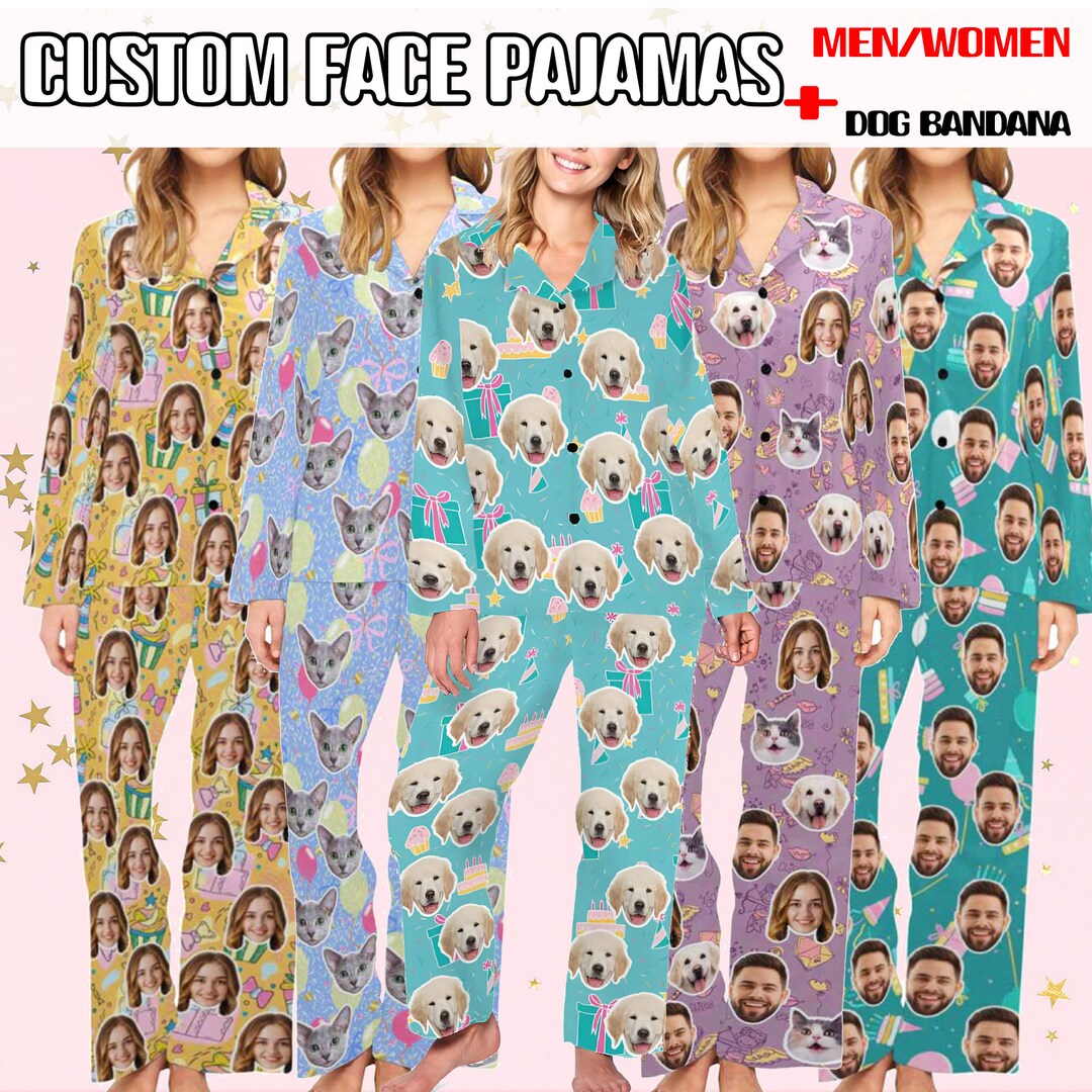 Custom Birthday Pajamas, Custom Face Pajamas Set, Pajamas With Pet Face ...