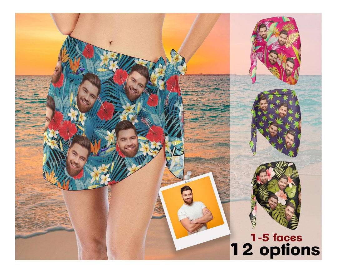 Personalized Face Women's Beach Bikini Sarong Bachelorette Party ...