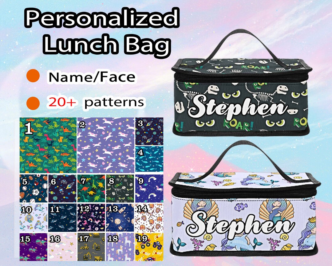 Custom Name Lunch Bag, Lunch Box, Custom Insulated Bags, Cartoon Lunch ...