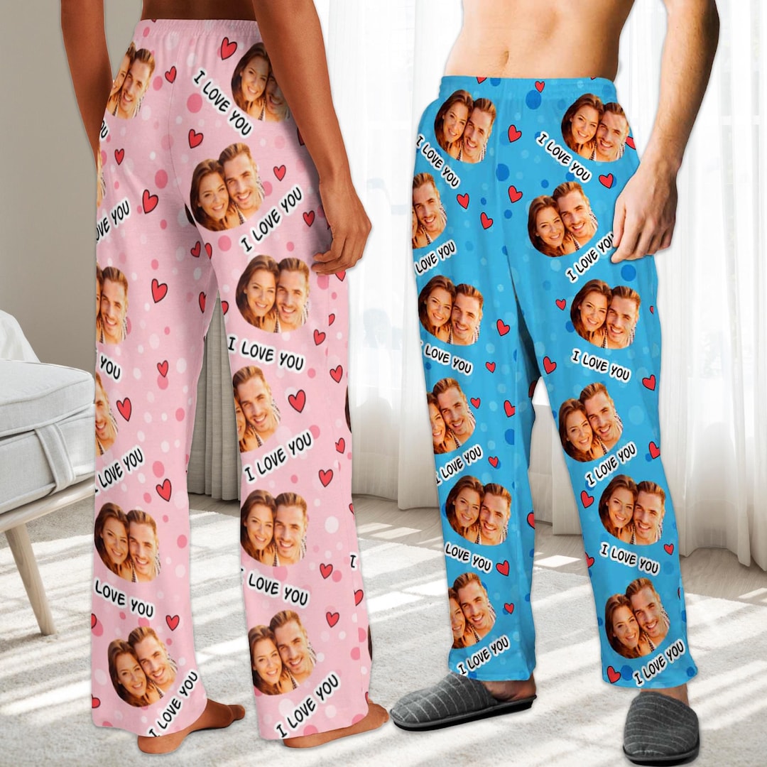 Personalized Photo Pajama Pants: Custom Face Trousers, Valentine's Gift ...
