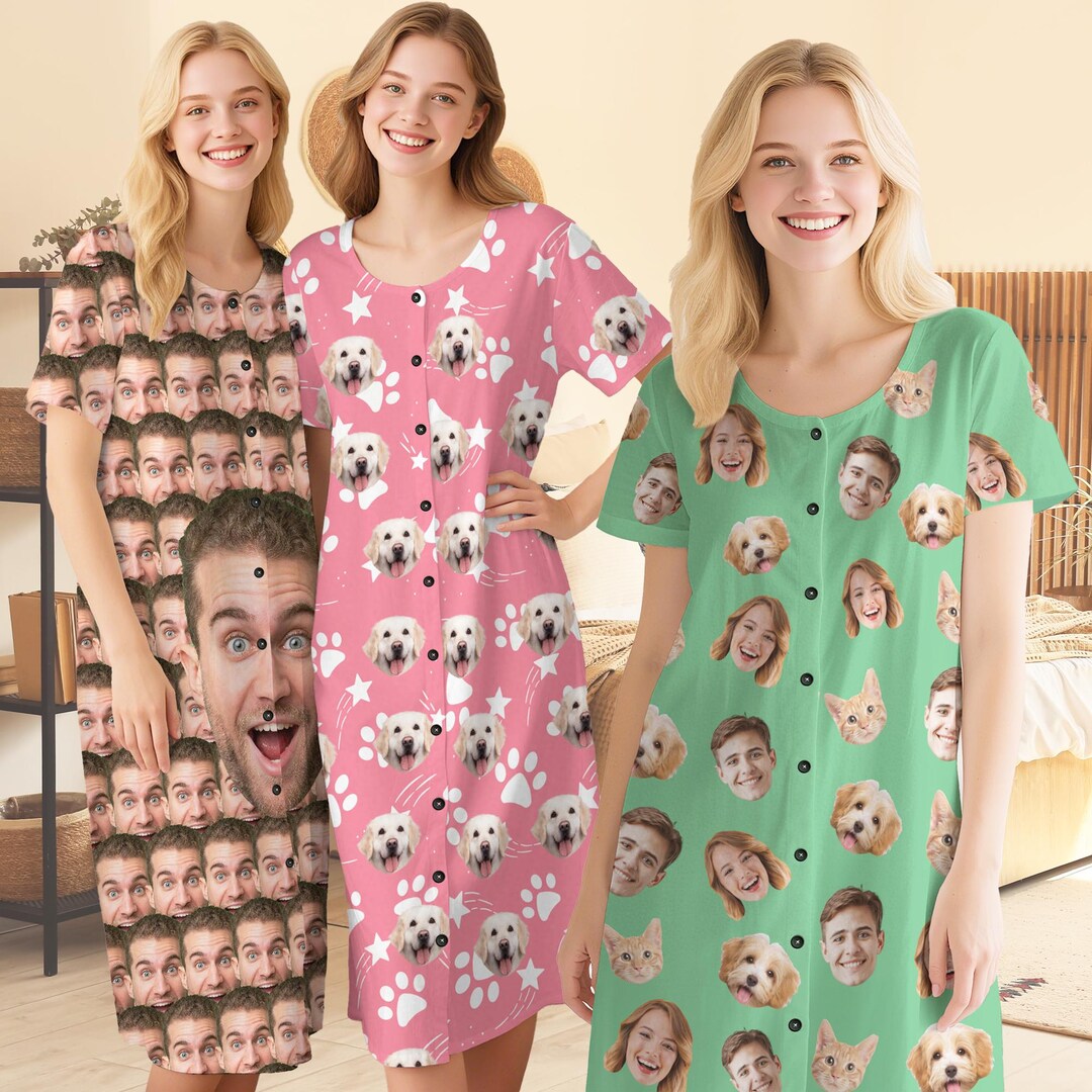 Custom Women Nightgown: Personalized Photo Pajama Dress - Etsy