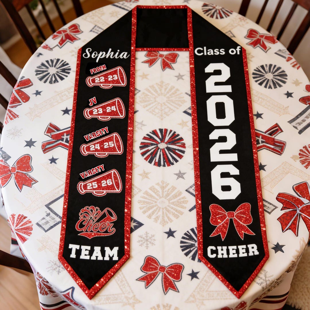 Personalized Cheerleader Graduation Stole, Class of 2026 Sash ...