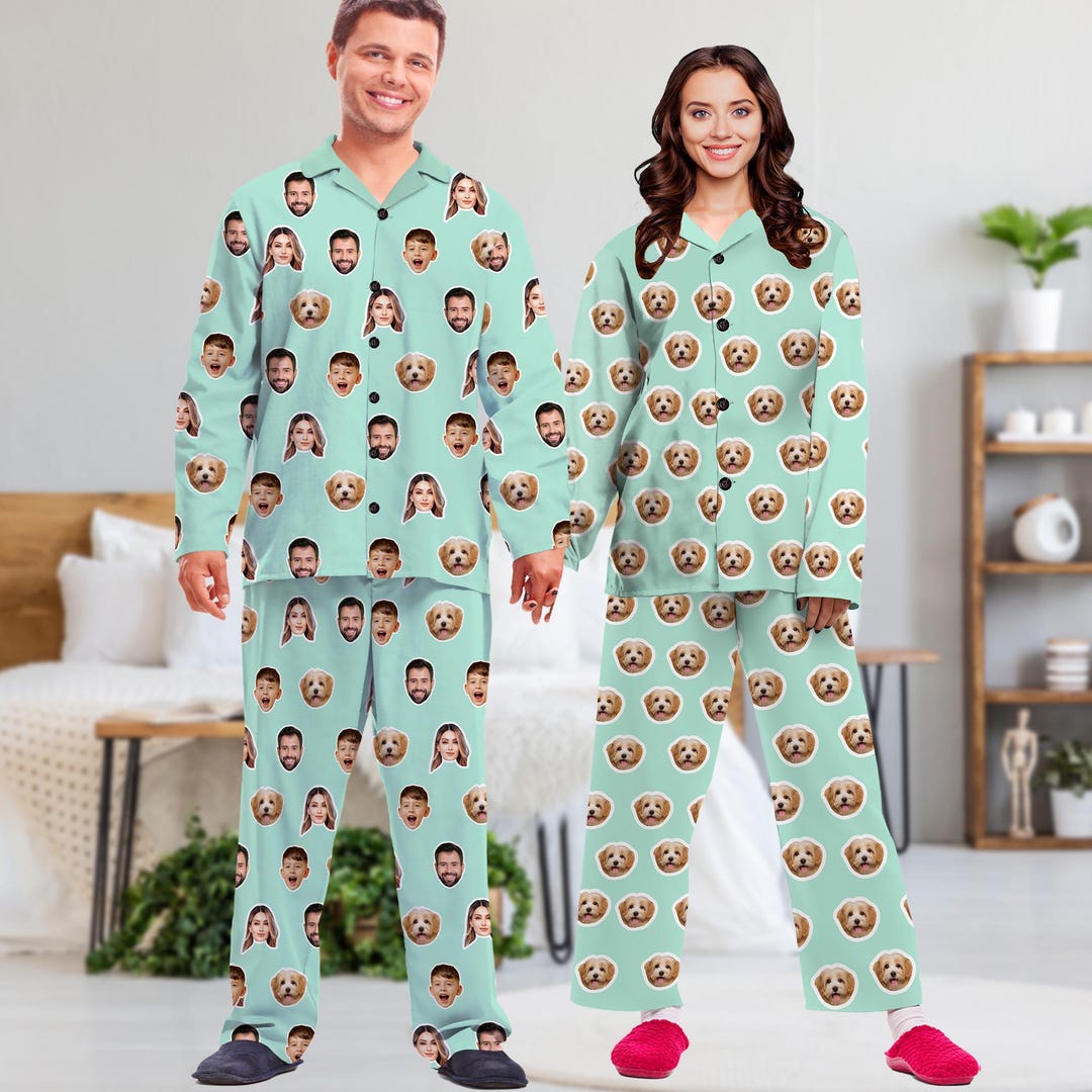 Custom Photo Pajamas, Custom Dog Face Pajamas, Couple Matching Pajamas ...