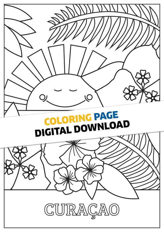 Curacao Coloring Page_sun | Etsy