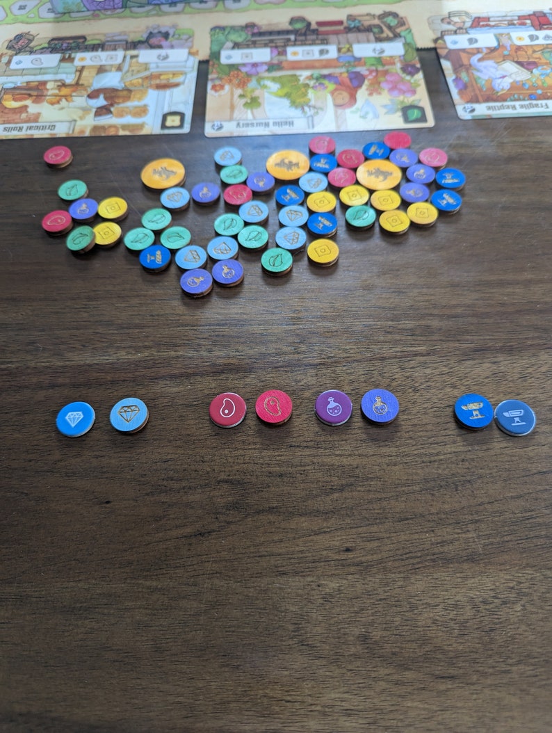 217 Round Wood Game Tokens for Flamecraft, Goods Tokens, Flamecraft ...