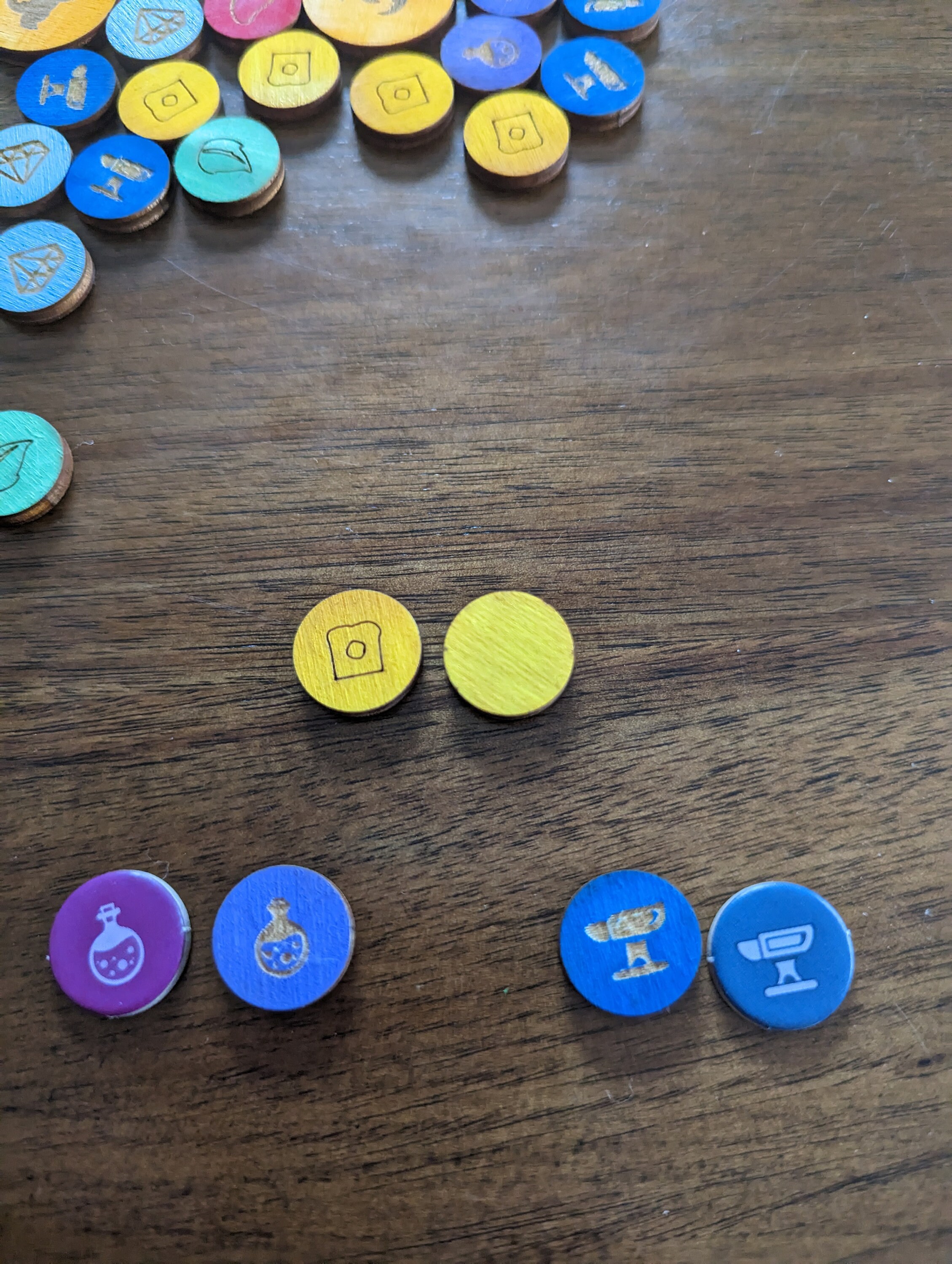 217 Round Wood Game Tokens for Flamecraft, Goods Tokens, Flamecraft ...