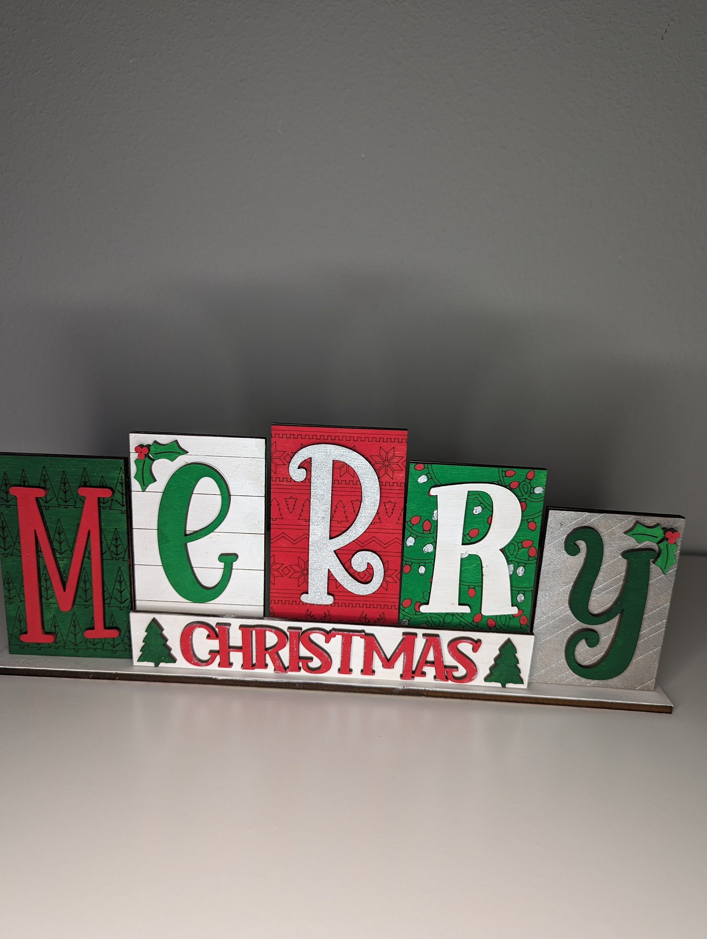 Merry Christmas Wood Block Sign, Xmas Kitchen Decor, Wood Dining Room ...