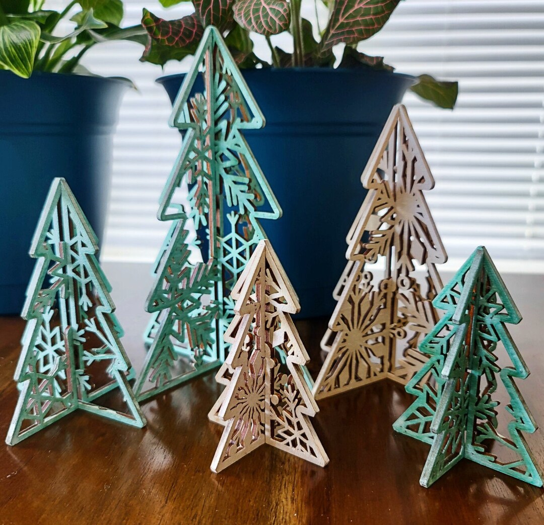 3D Christmas Trees, Wood Christmas Tree, Snowflake Decor, Christmas ...