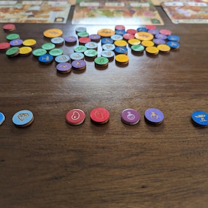 217 Round Wood Game Tokens for Flamecraft, Goods Tokens, Flamecraft ...