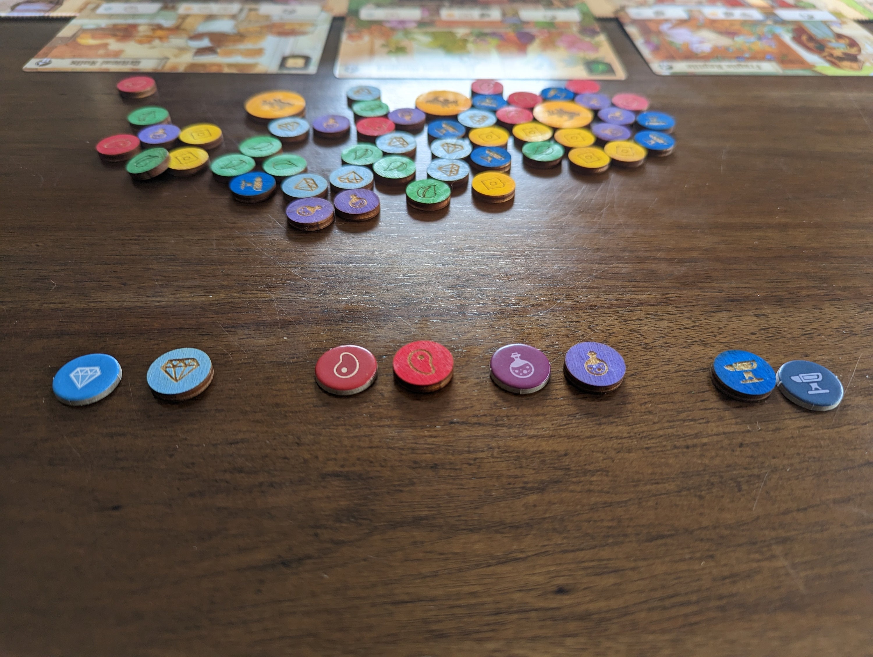 217 Round Wood Game Tokens for Flamecraft, Goods Tokens, Flamecraft ...