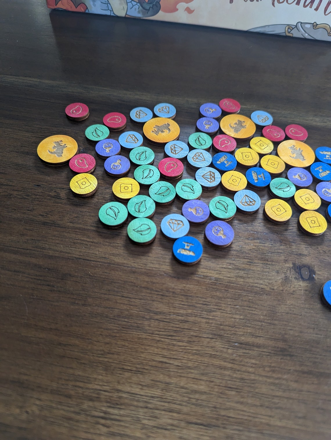 217 Round Wood Game Tokens for Flamecraft, Goods Tokens, Flamecraft ...