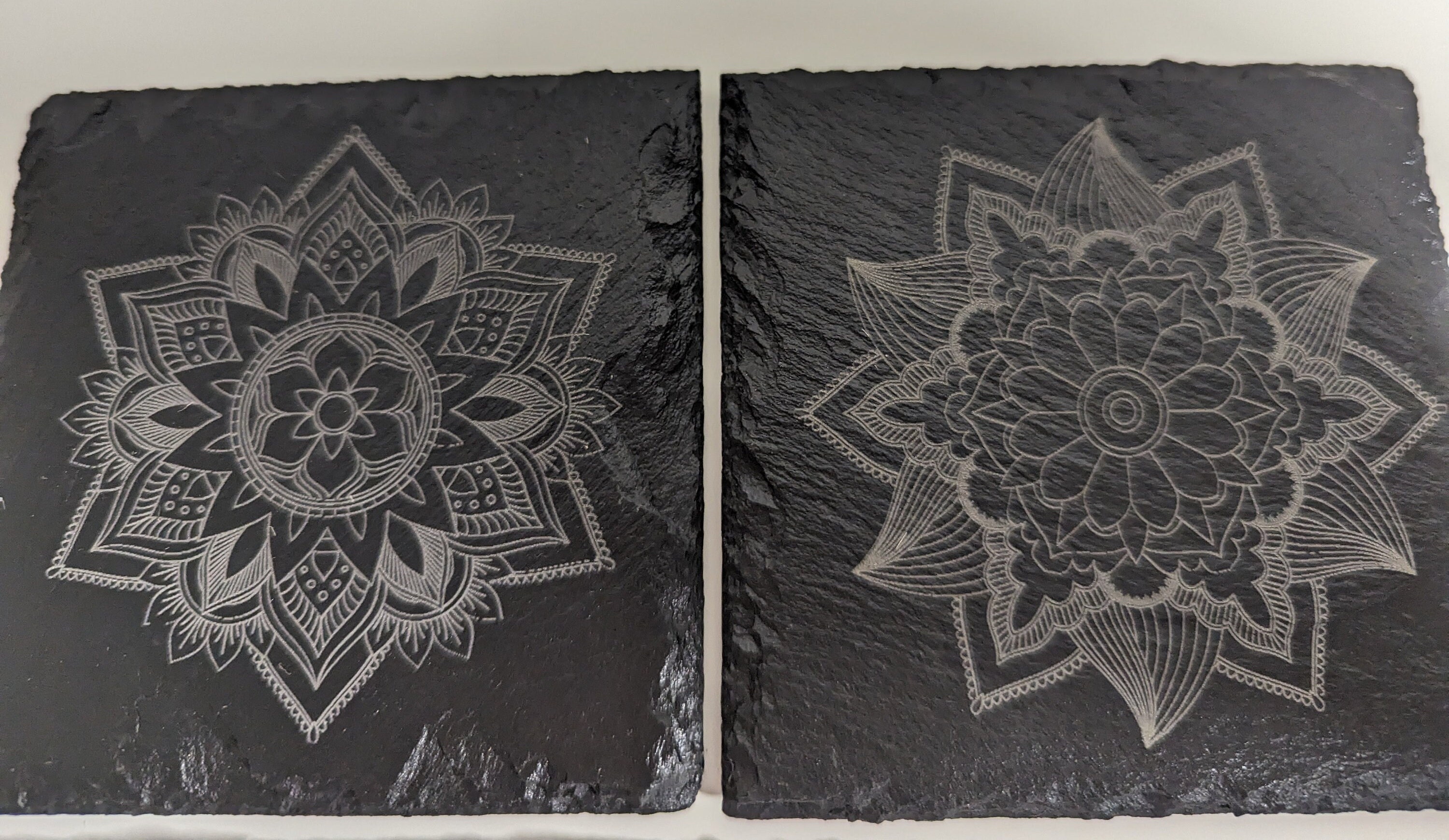 Mandala Slate Coaster Set, Cute Engraved Coaster Set of 4, Personalized ...