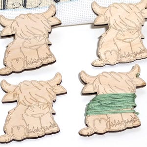 Highland Cow Floss Bobbins, Cross Stitch Organizer, Thread Holder for ...