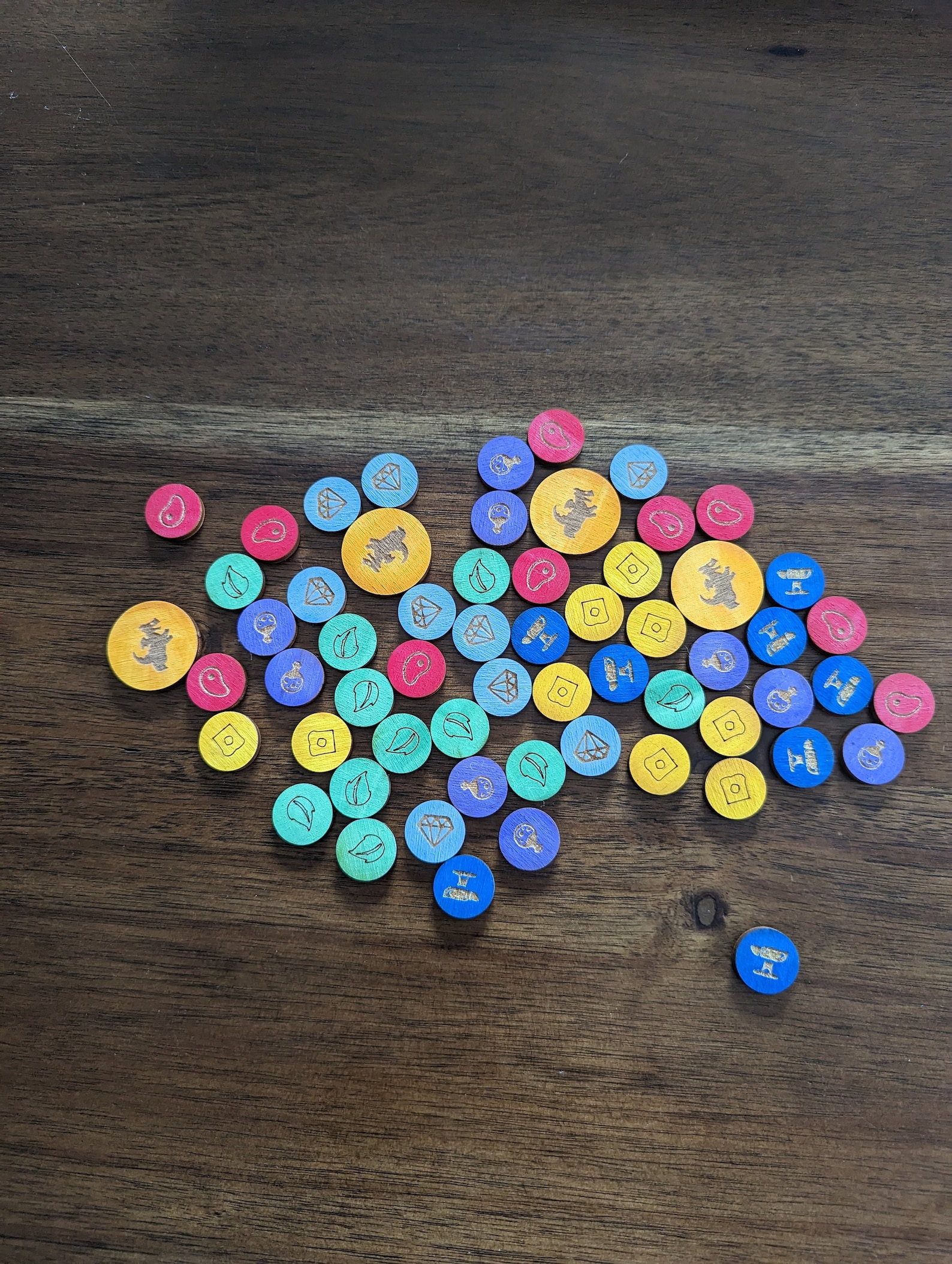 217 Round Wood Game Tokens for Flamecraft, Goods Tokens, Flamecraft ...