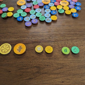 217 Round Wood Game Tokens for Flamecraft, Goods Tokens, Flamecraft ...