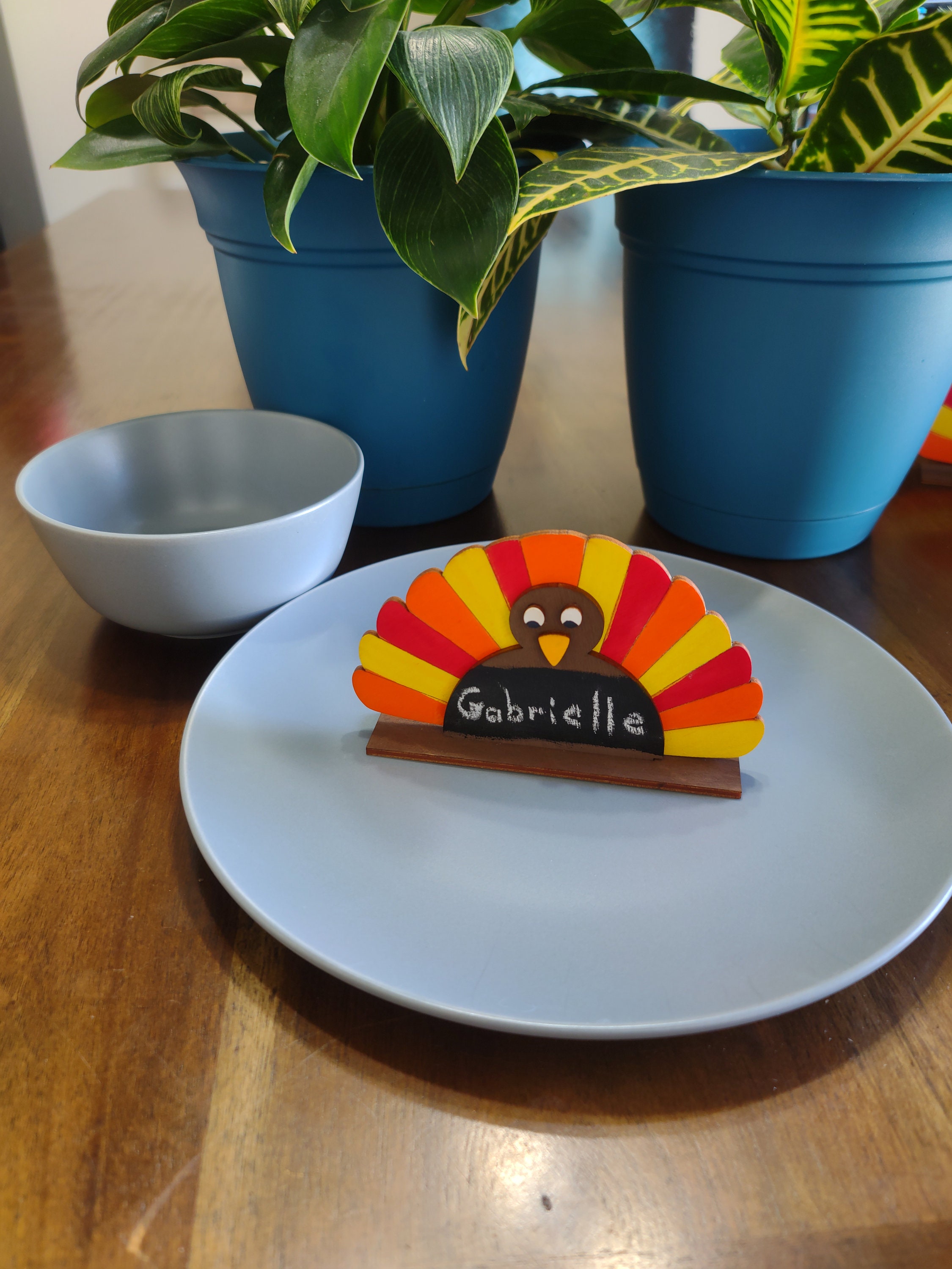 Wood Thanksgiving Place Cards, Reusable Turkey Name Tags, Table Decor ...