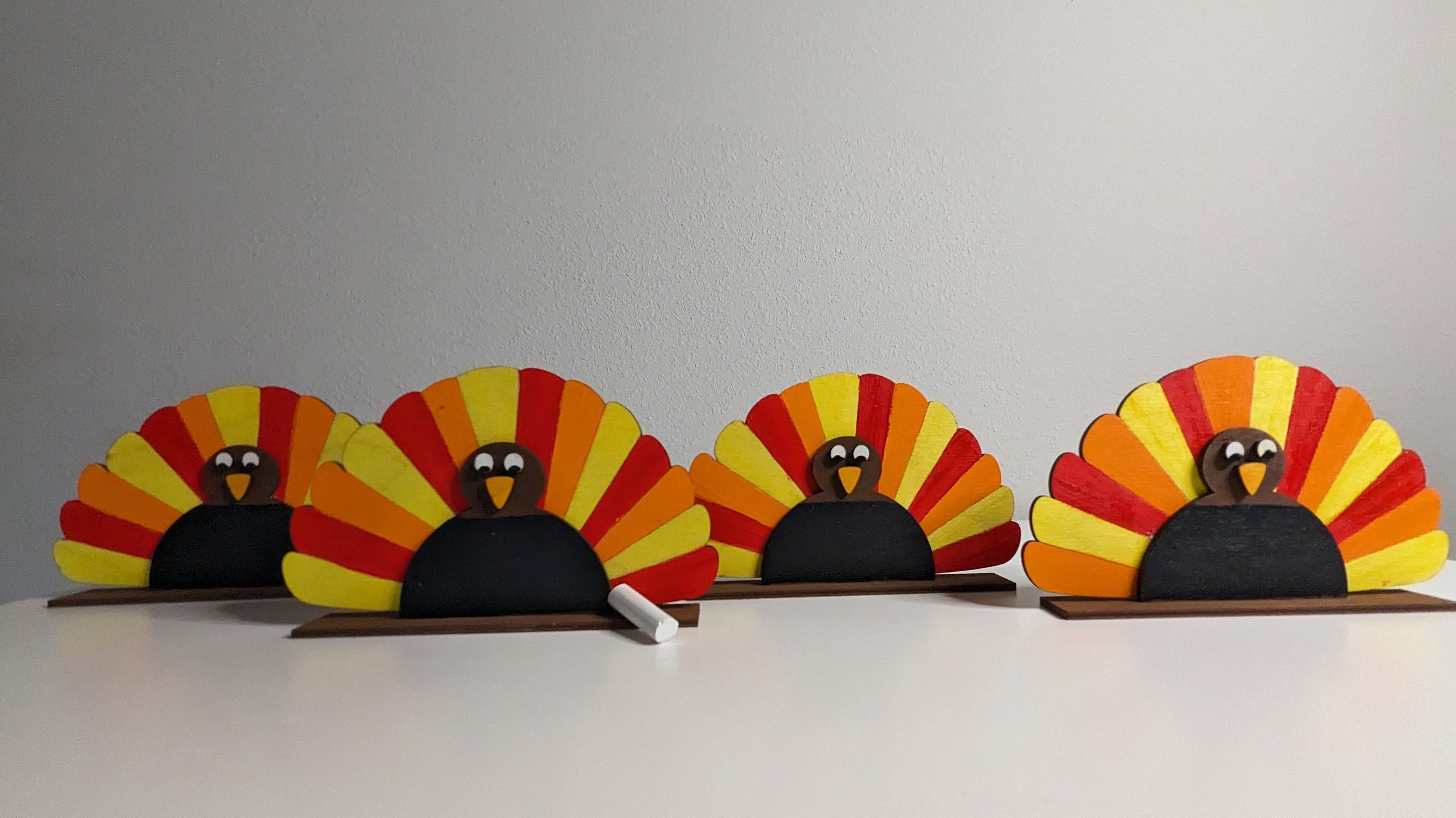 Wood Thanksgiving Place Cards, Reusable Turkey Name Tags, Table Decor ...