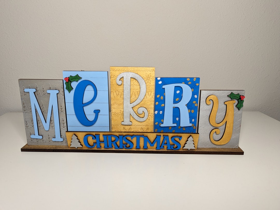 Merry Christmas Wood Block Sign, Xmas Kitchen Decor, Wood Dining Room ...