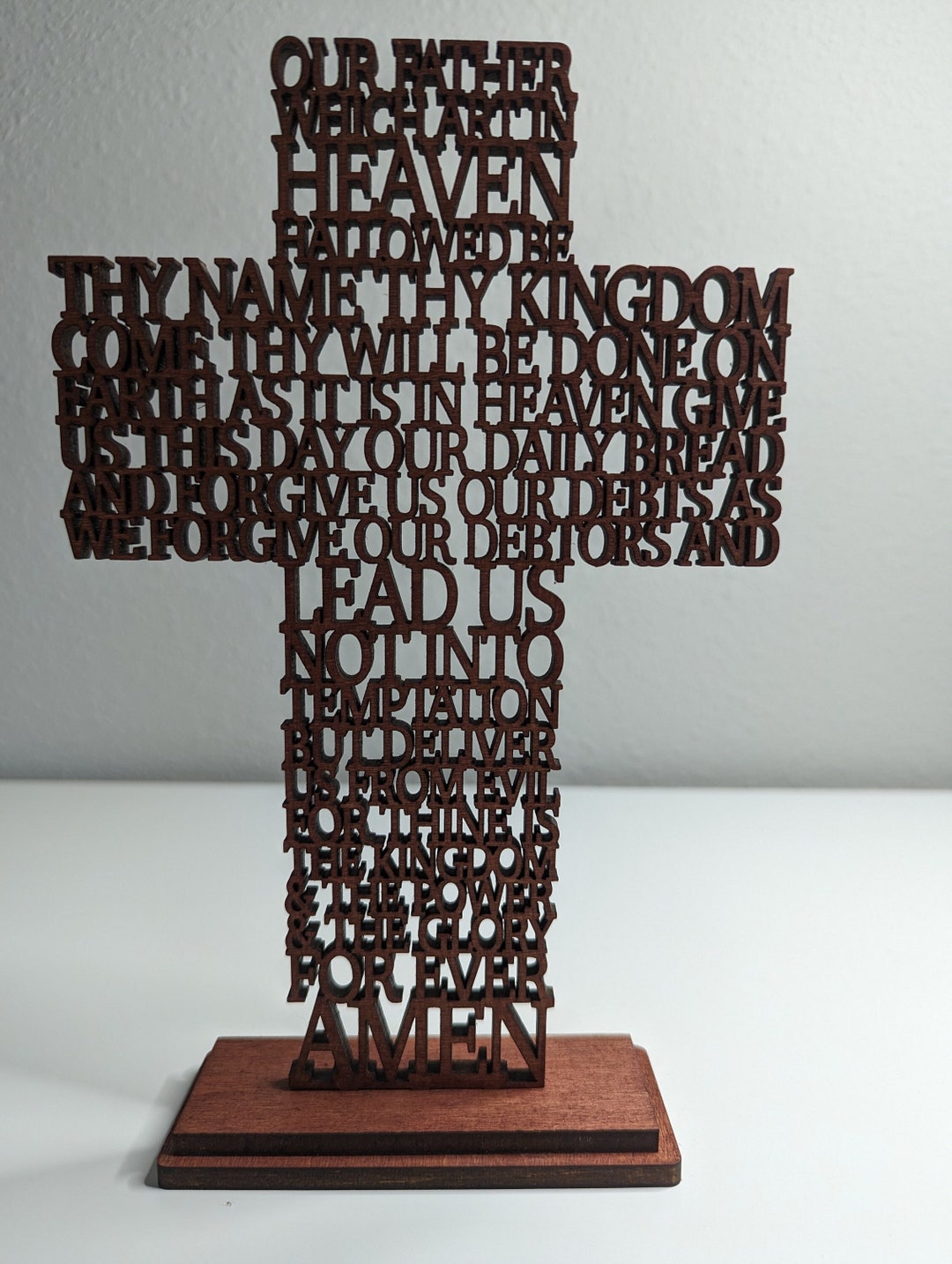 Our Father Prayer, Wooden Lords Prayer Cross, Religious Gift for ...