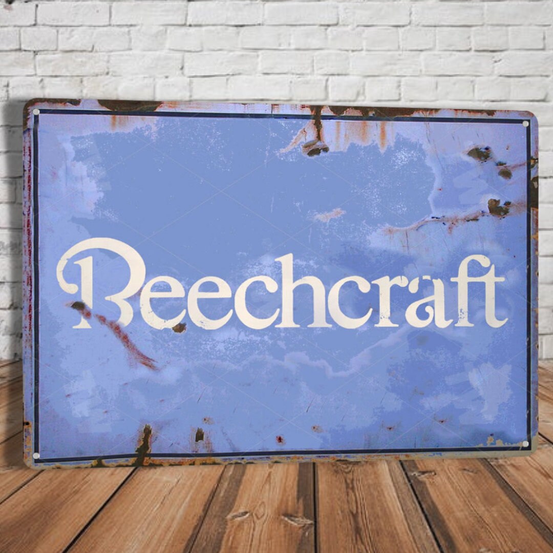 Beechcraft Sign, Airplane Hangar, Retro General Aviation Airport Tin ...