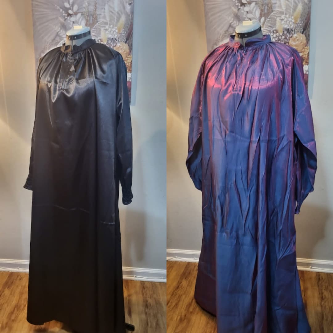 Satin Abaya Overgarment Umbrella Plus Size Wide Black Purple Scrunch ...