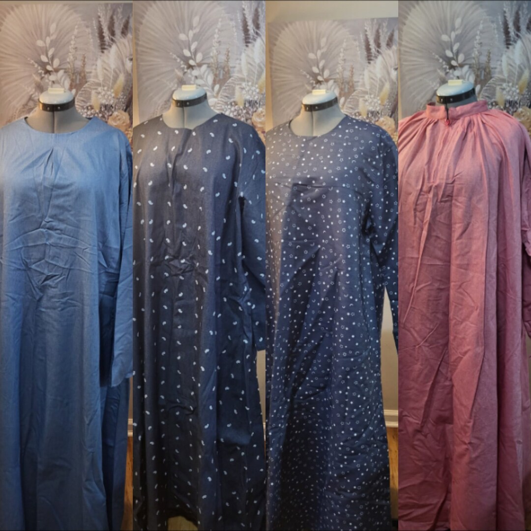 Denim Abaya Overgarment Umbrella Plus Size Wide Scrunch Sleeve Pockets ...