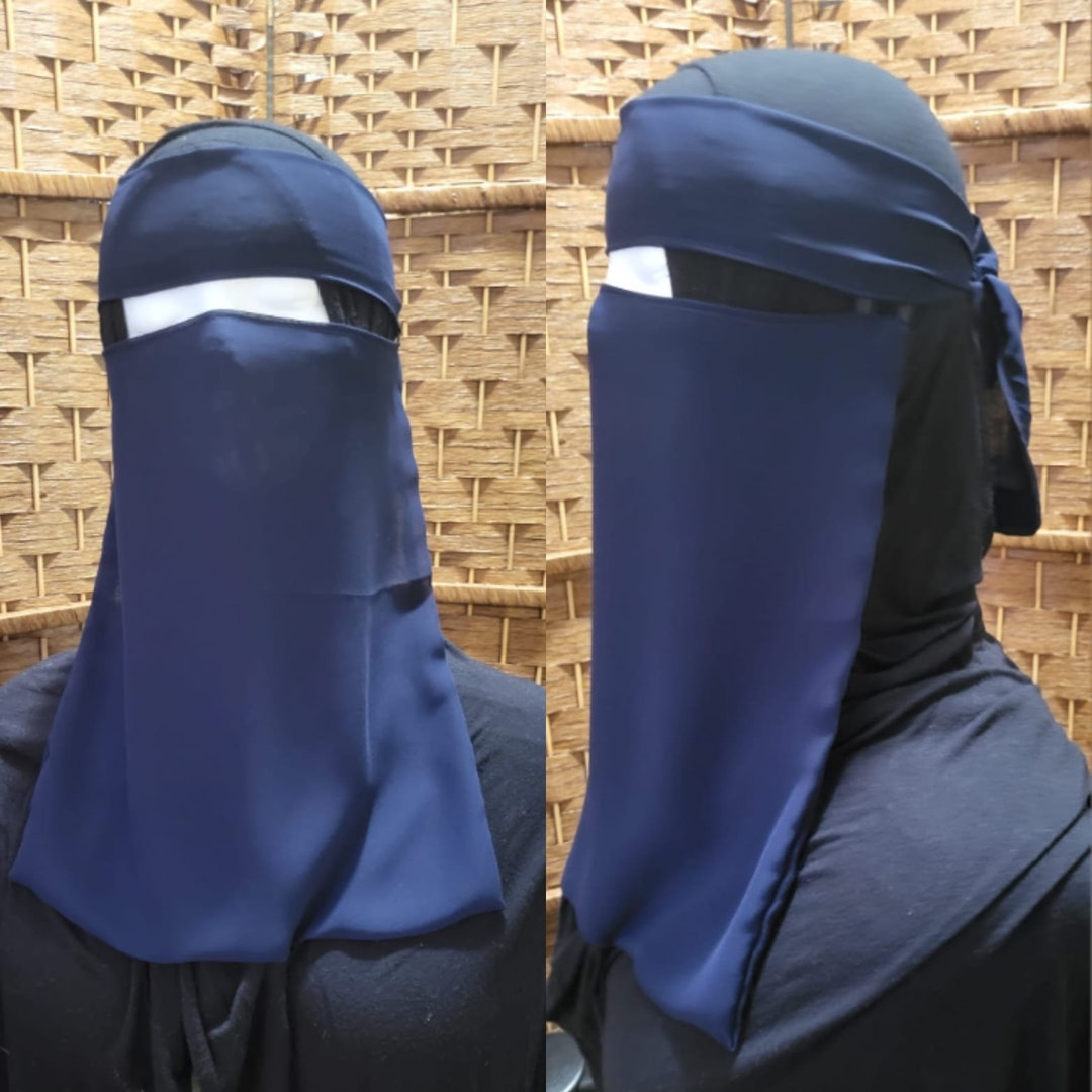 Navy Blue Niqab Saudi Style Short - Etsy
