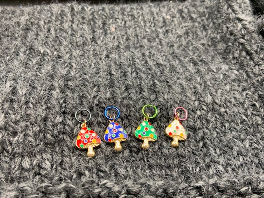 Toad Stool Gold Charm Stitch Markers With Jump Ring - Etsy