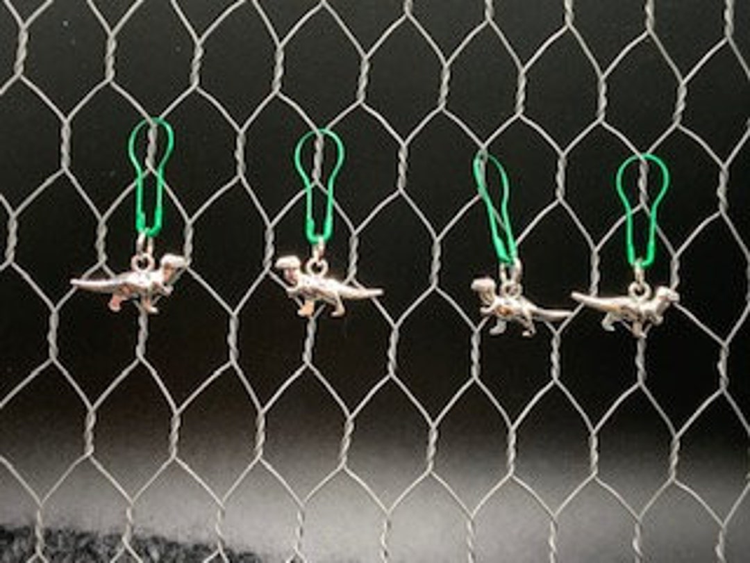Silver T-rex Charm With Bulb Stitch Marker - Etsy