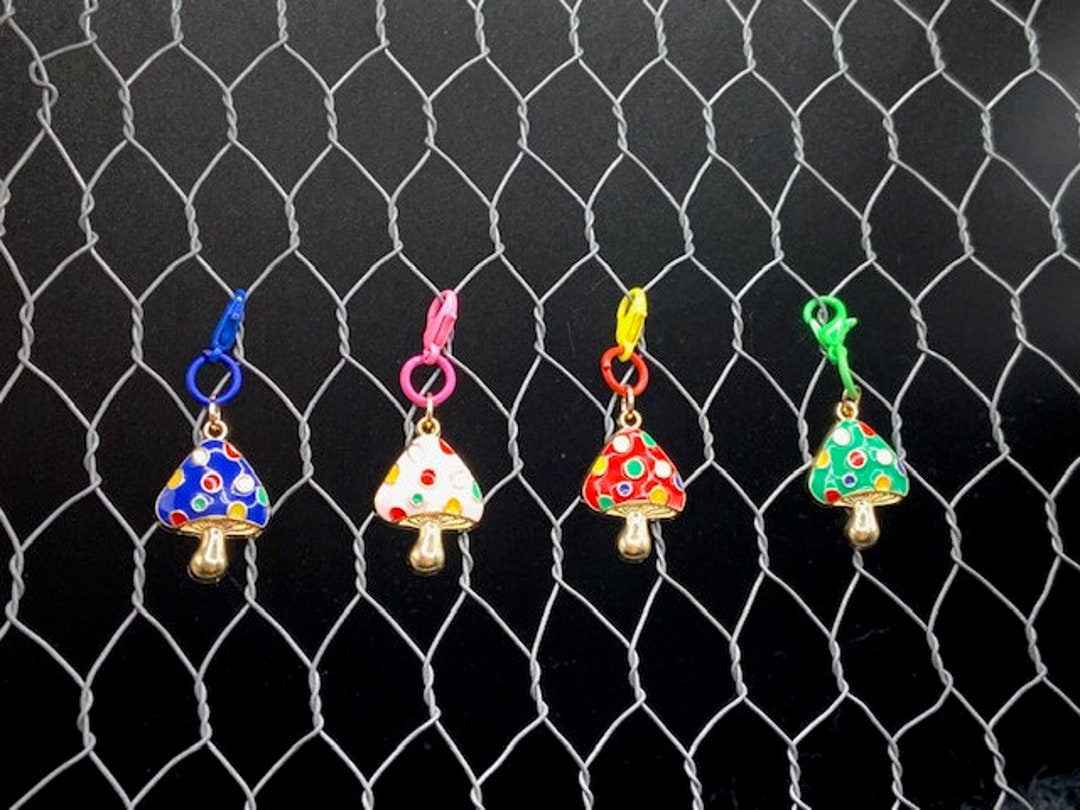 Toad Stool Gold Charm Stitch Markers With Lobster Clasp - Etsy