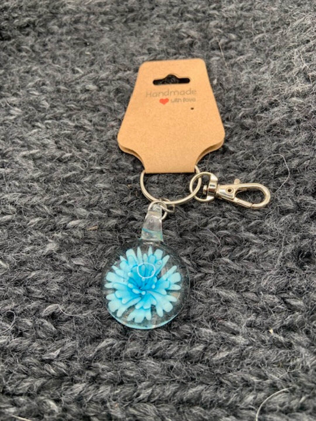 Blue Flower Charm Keychain - Etsy