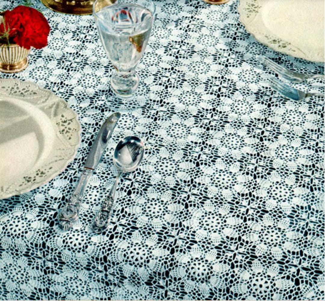 Vintage Crochet Tablecloth Pattern, Rectangle Motif Design - Etsy