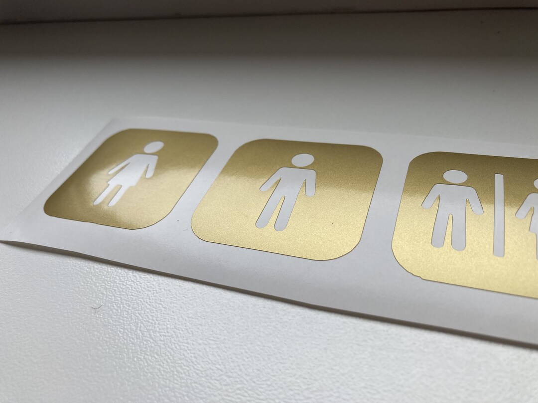 Set of 5 Restroom Sign Decals, Toilet Sign, Bathroom Sign, Restroom ...