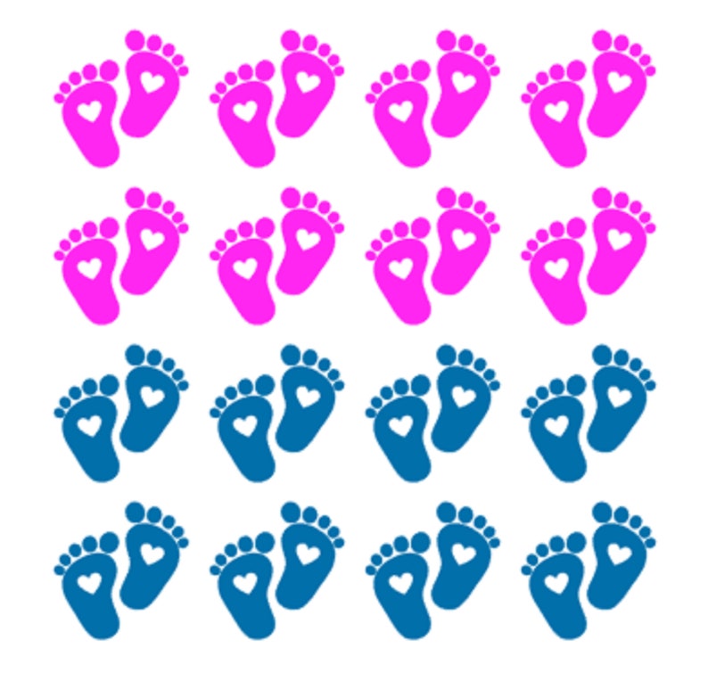 Set of 10 Pairs Baby Feet Decals, Baby Feet Heart Decals, Baby Feet ...