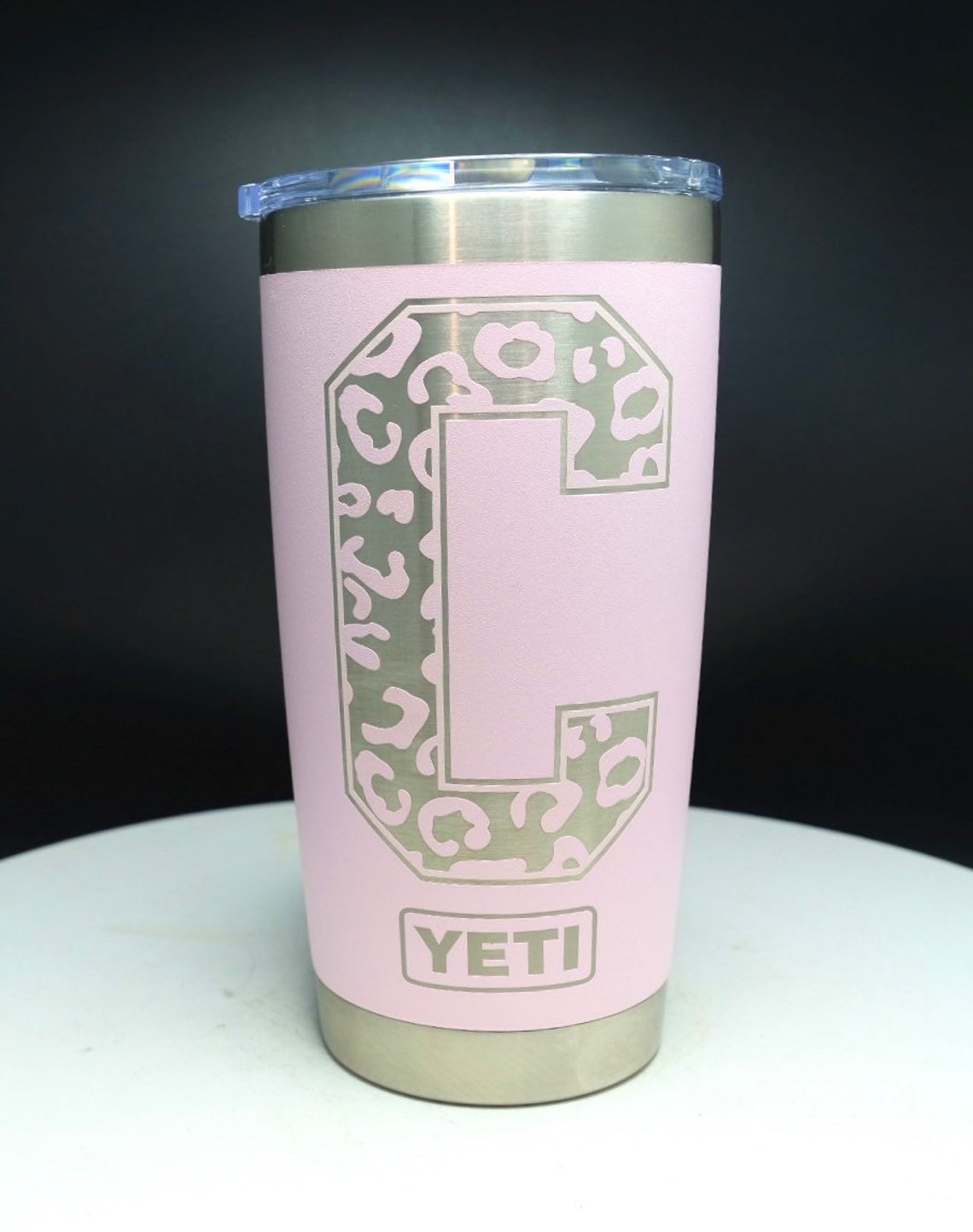 20oz - Leopard Letter Monogram Laser Engraved on a Yeti Tumbler ...
