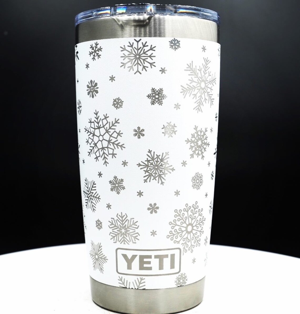 20oz - 360 Snowflake Design Laser Engraved on a Yeti Tumbler With ...