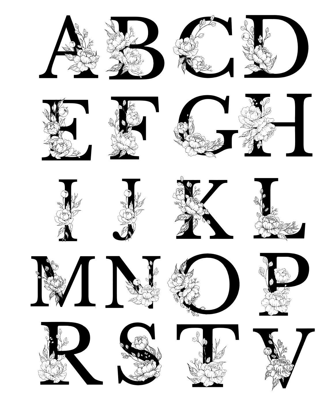 Single Letter Floral Monogram Laser or Hand Engraved on a 20oz - Etsy