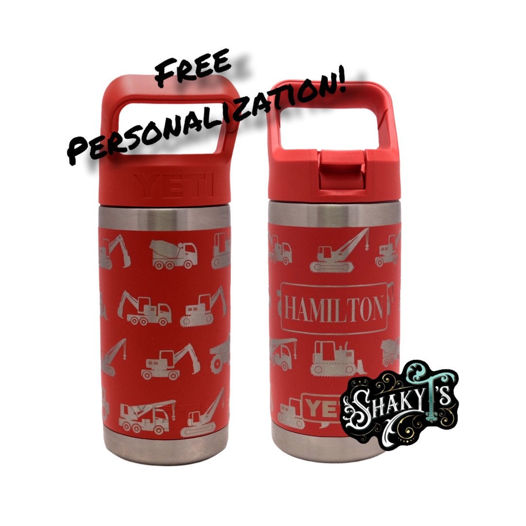 12oz Jr. - 360 Kids Construction 2.0 Truck Design Laser Engraved on a Yeti Rambler, With Flip ...